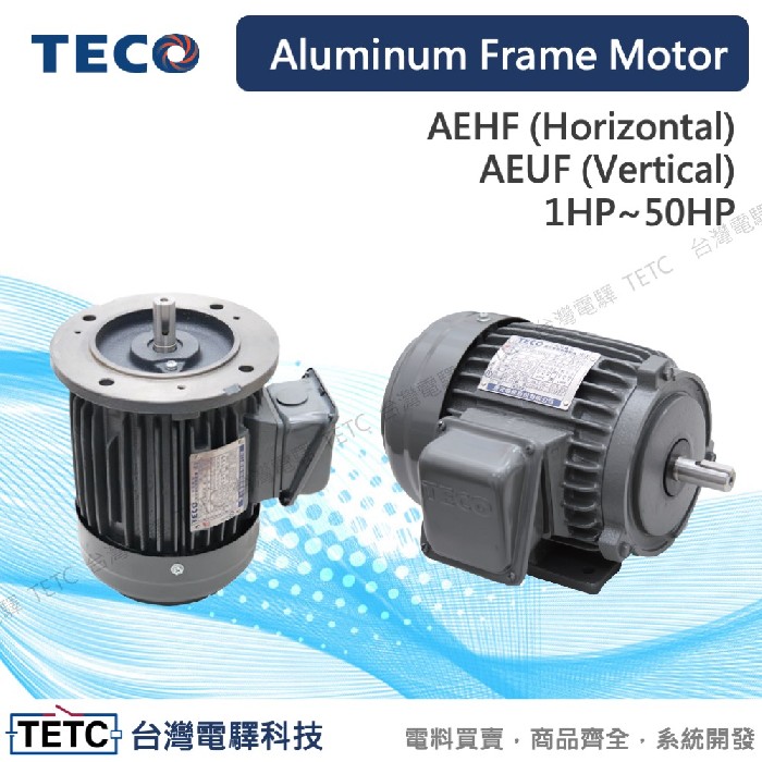 TECO AEHF/AEUF Series Aluminum Frame Low Voltage Three Phrase Motor 1HP ...